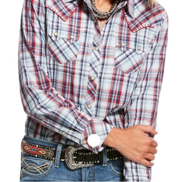 Ariat | Tops | Ariat Womens Western Snap Down Xs New Condition Blue ...